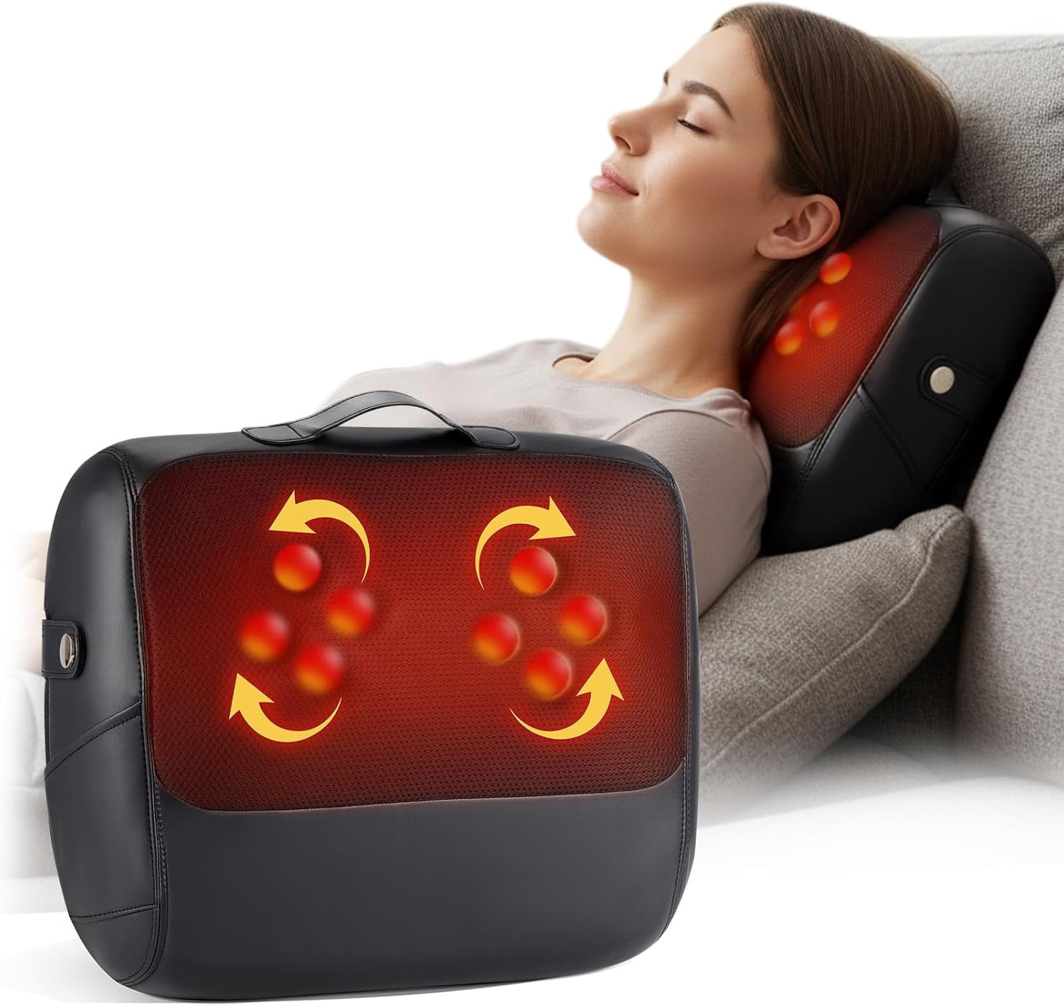 3-in-1 Shiatsu Back Massager with Heat & Support - 4D Deep Tissue ...