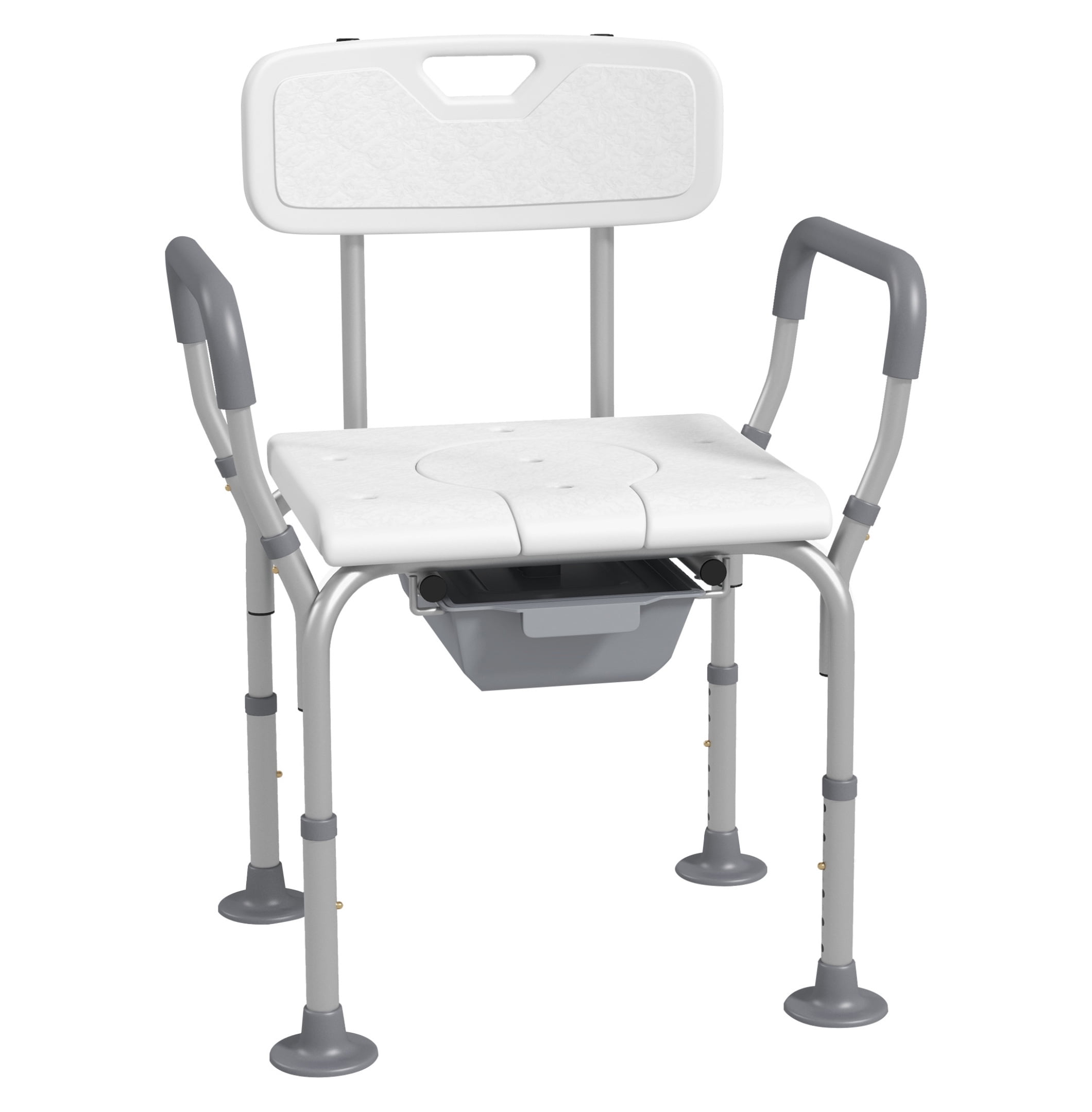 3-in-1 Shower Chair with Back and Arms, Height Adjustable Bedside ...