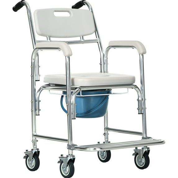 3-in-1 Shower Commode with Wheels | Bedside and Shower Transfer Option ...