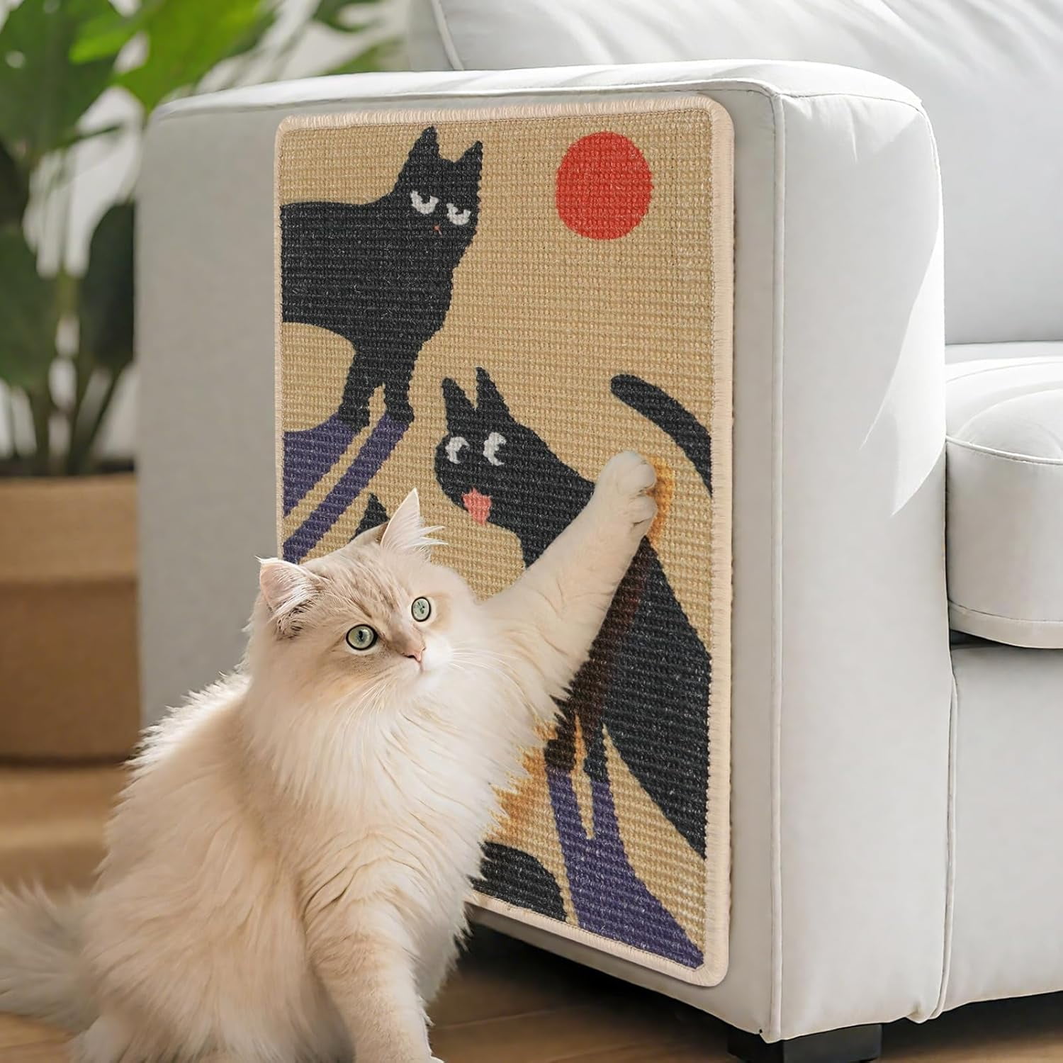 3-in-1 Sisal Cat Scratcher Mat 23.6x15.7'' Protects Carpet Couch ...