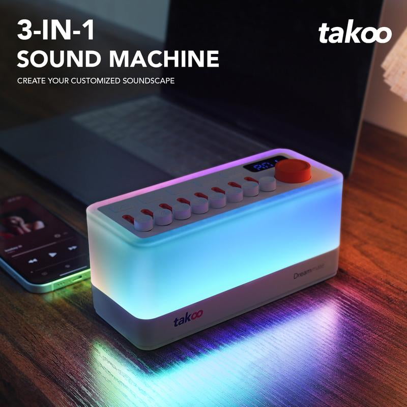 3-in-1 Sleep Sound Machine with Bluetooth Speaker & Night Light ...
