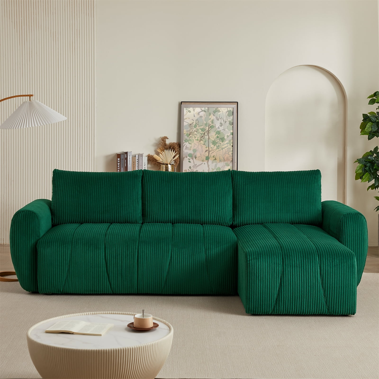 3-in-1 Sleeper Bed, 105.2'' Convertible Sectional Couch with L-Shaped ...