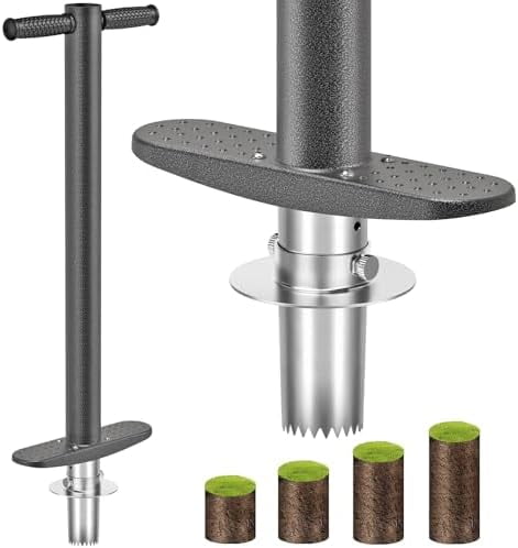 3-in-1 Sod Plugger & Bulb Planter Tool - Depth Adjust (3-6'') Stainless ...