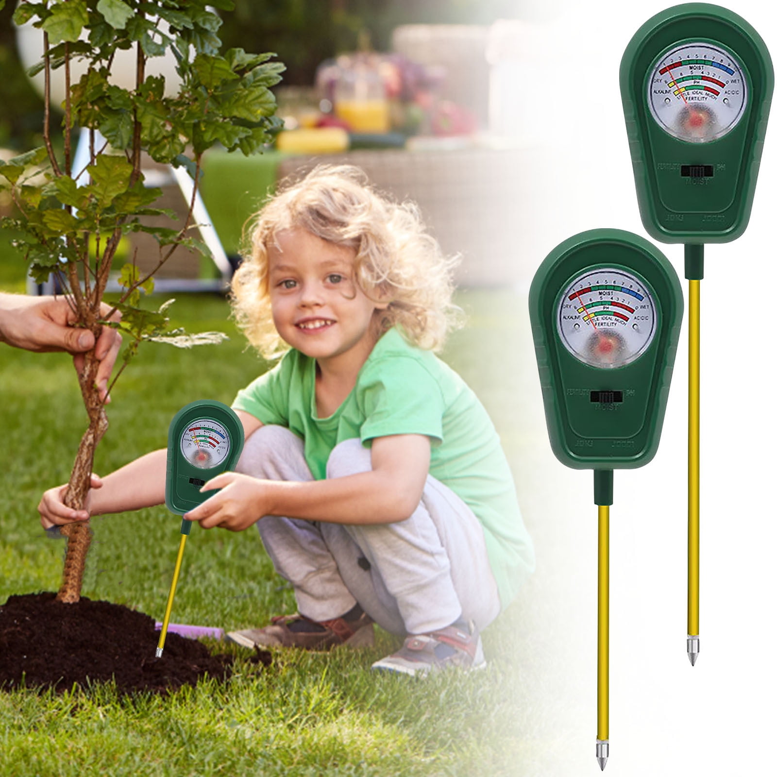 3-in-1 Soil Test Meter, Garden Moisture pH Fertility Tester with Triple ...