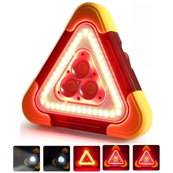 3-in-1 Solar/USB-Rechargeable LED Emergency Warning Triangle with ...