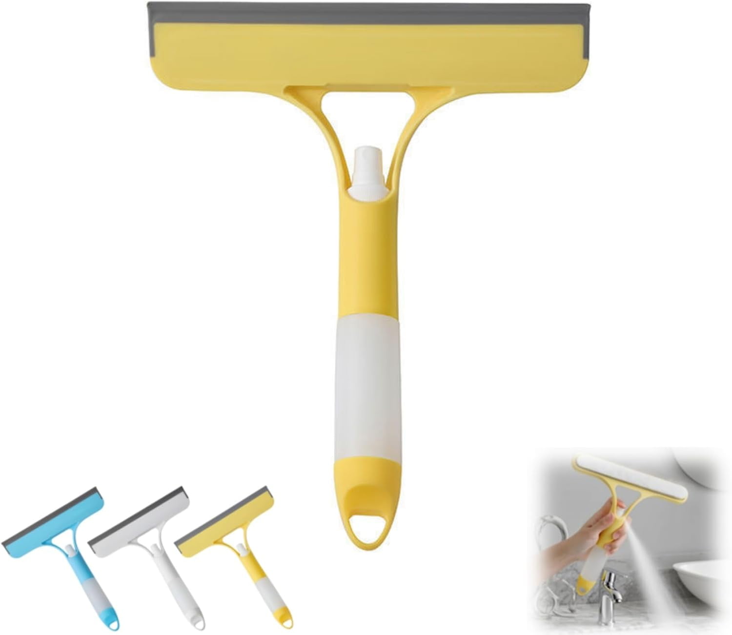 3-in-1 Spray Window & Mirror Squeegee, 3 in 1 Window Scrubber, with ...