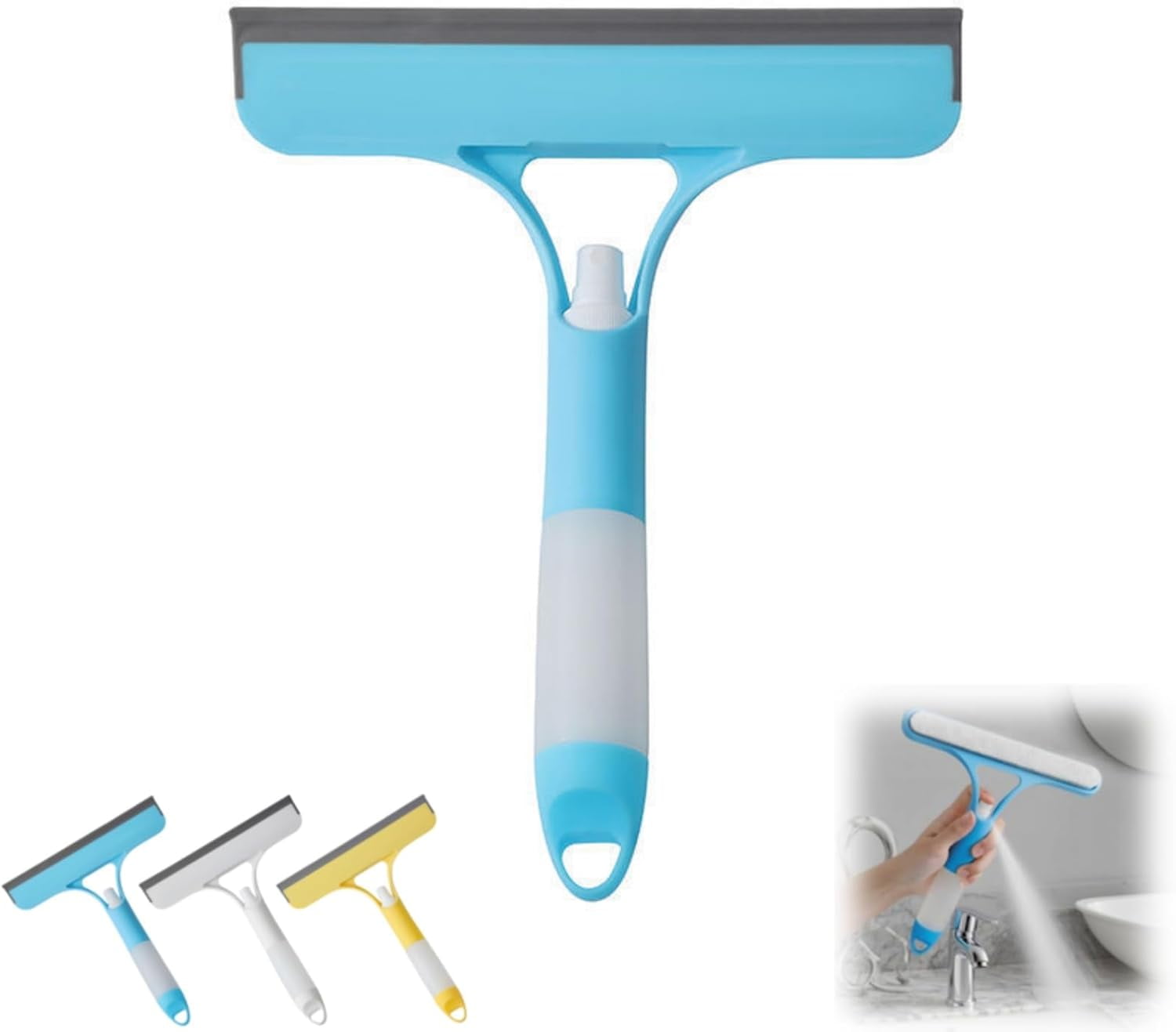 3-in-1 Spray Window & Mirror Squeegee, 3 in 1 Window Scrubber, with ...