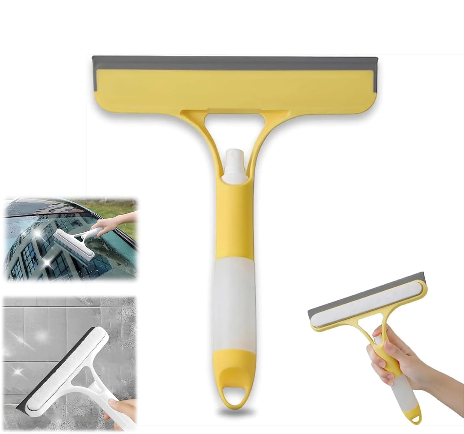 3-in-1 Spray Window & Mirror Squeegee, Pray Bottle Window Squeegee with ...