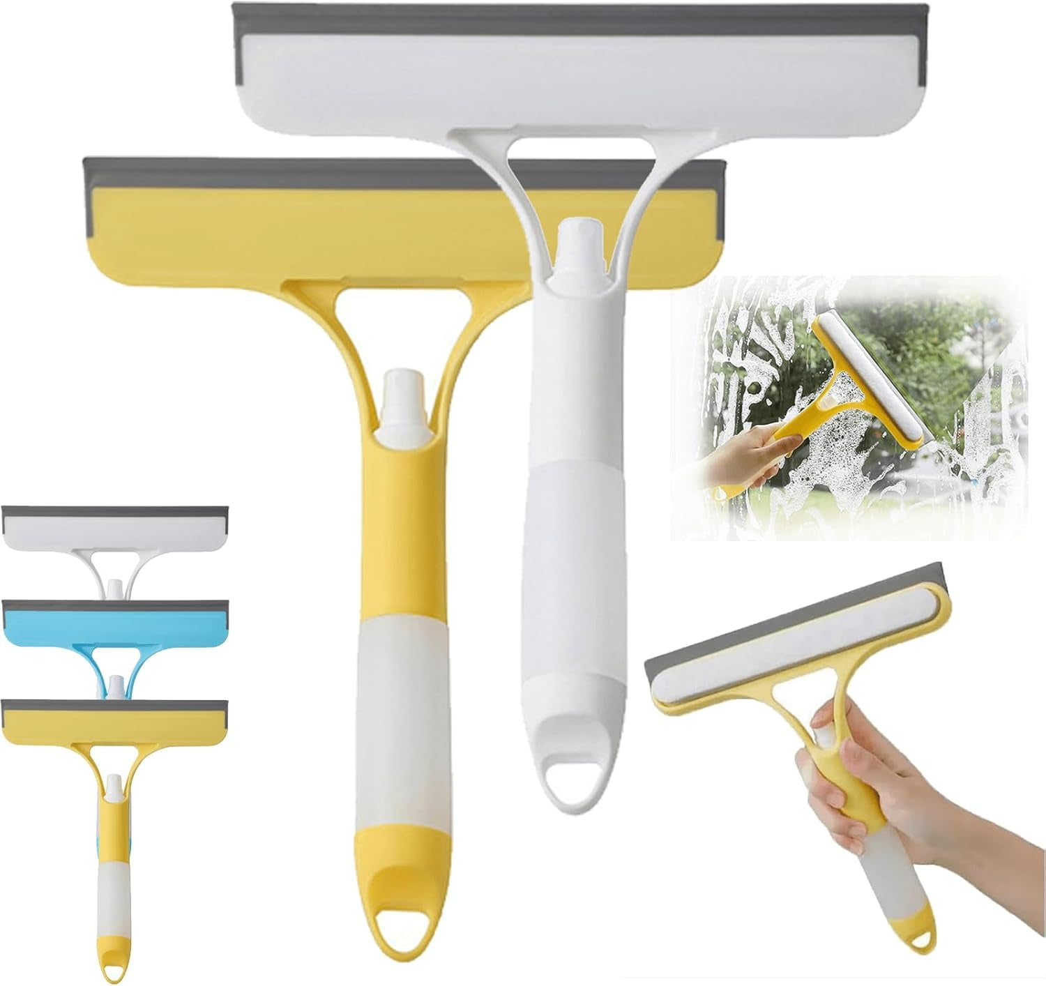 3-in-1 Spray Window & Mirror Squeegee, Spray Bottle Window Squeegee ...