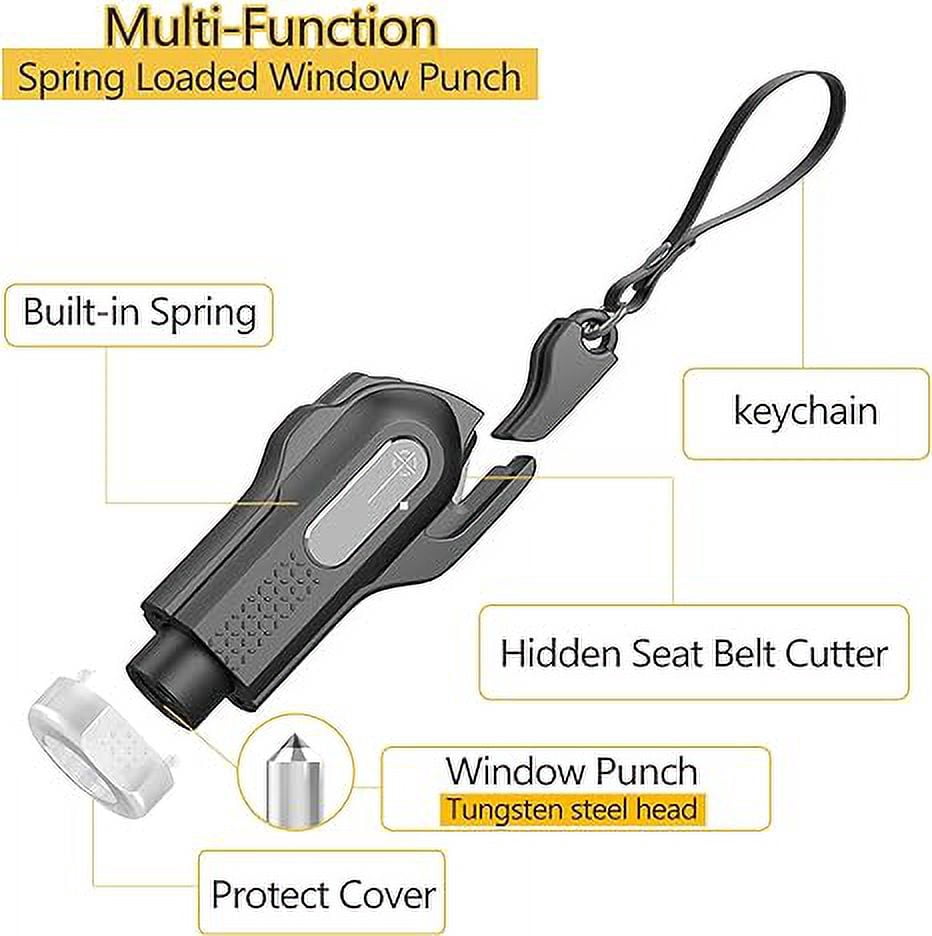 3 in 1 Spring Loaded Window Punch and Seatbelt Cutter Keychain ...