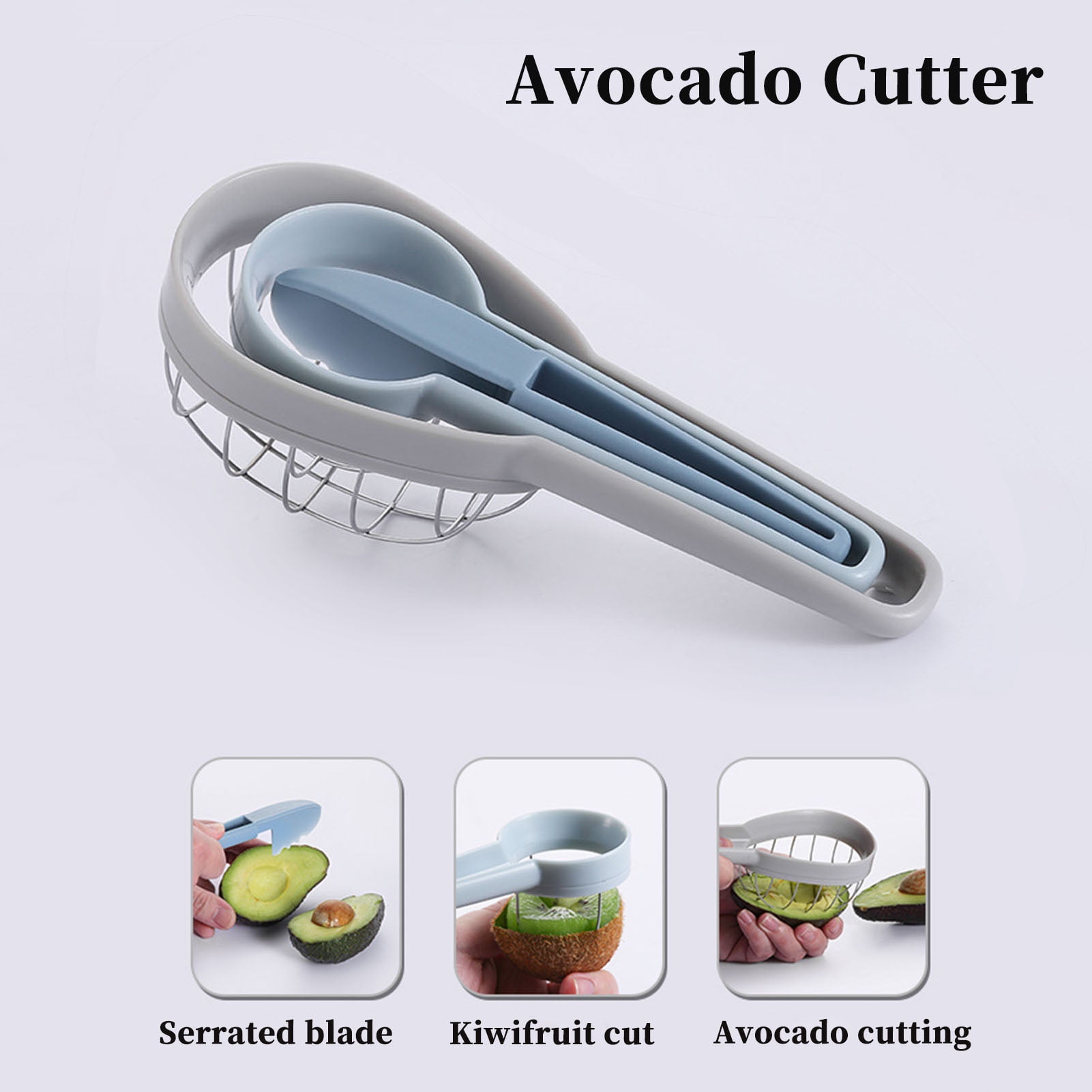 3-in-1 Stainless Steel Avocado Cutter Pitter Slicer Easy to Clean ...