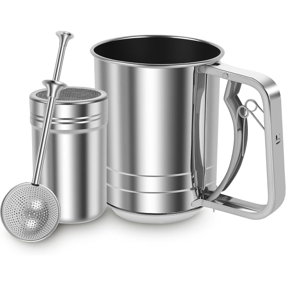 3-in-1 Stainless Steel Flour Sifter, Baking Tools Includ Sugar Shaker ...