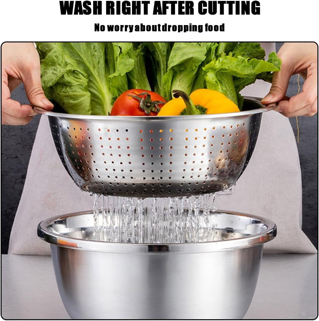 3 in 1 Stainless Steel Grater Shredder Slicer with Colander Drain Basin ...
