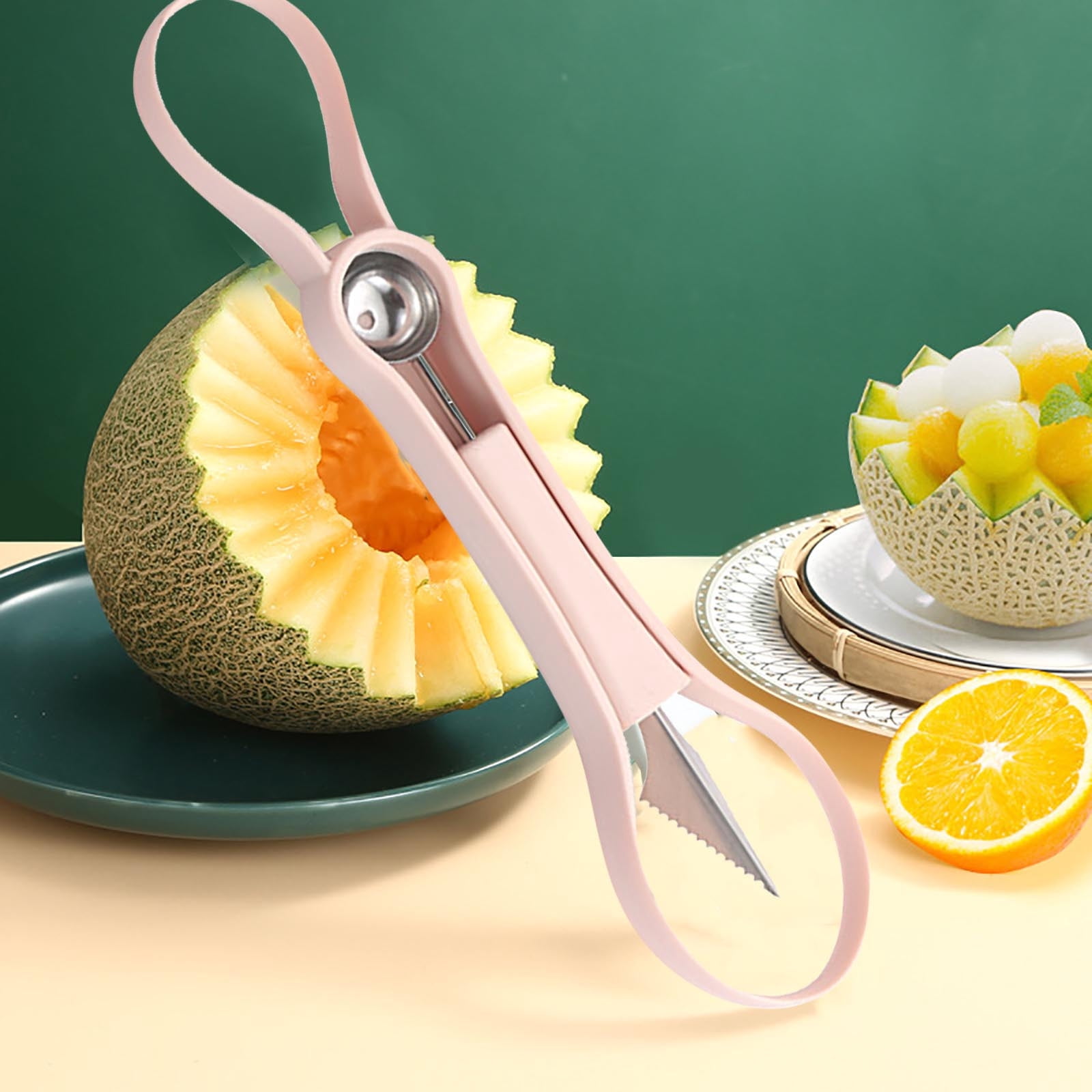 3-in-1 Stainless Steel Melon Baller with Double-Sided Spoons for Fruit ...