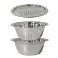 3-in-1 Stainless Steel Mixing Bowl Set with Grater Lid and Strainer ...
