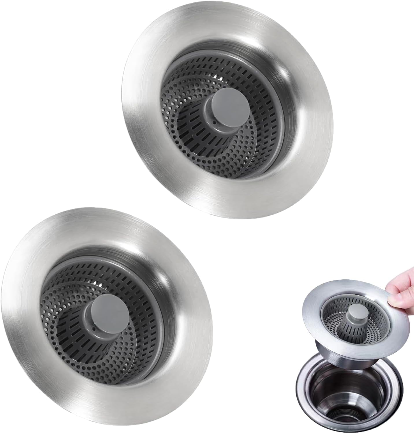 3-in-1 Stainless Steel Sink Aid, Kitchen Sink Drain Strainer, Stainless ...