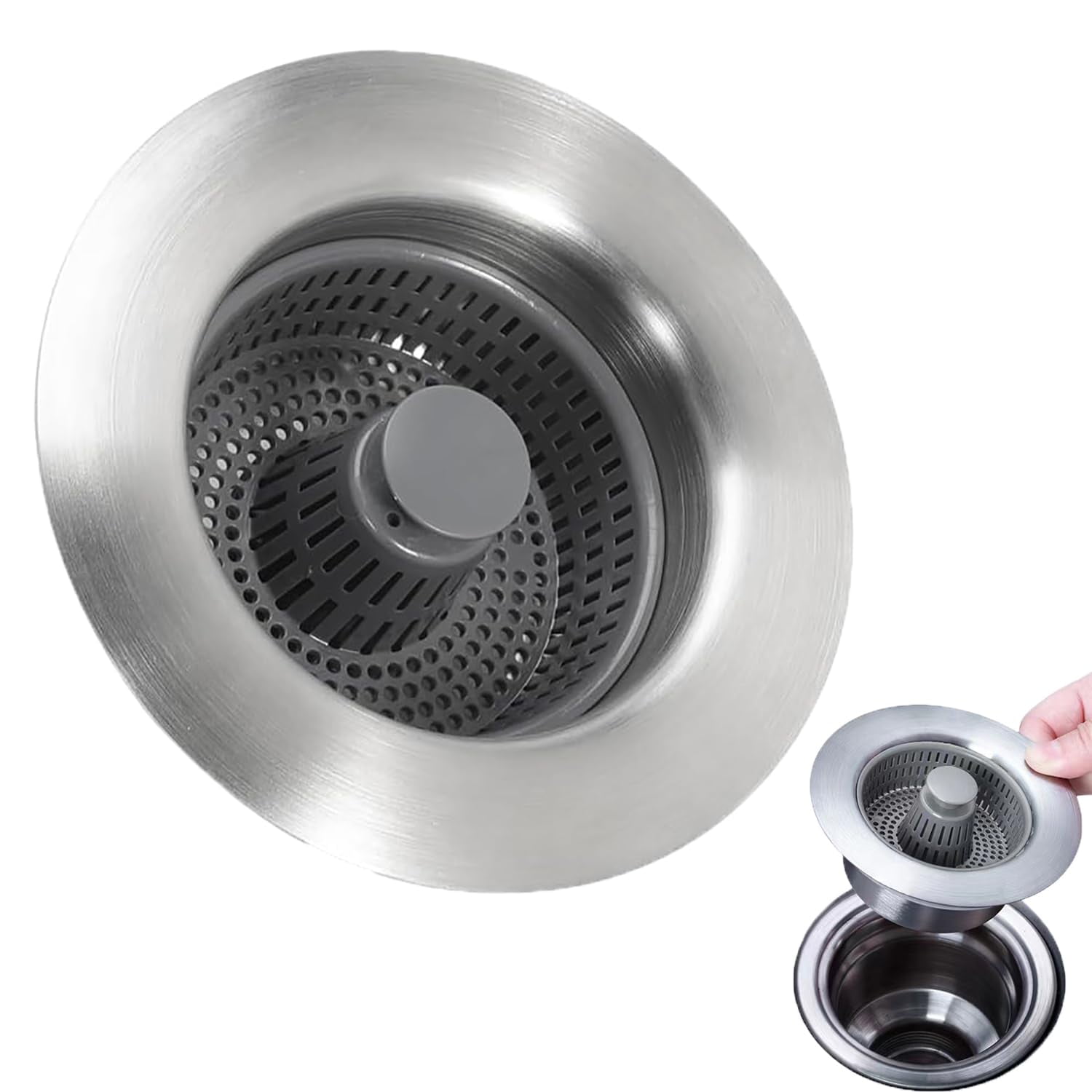 3-in-1 Stainless Steel Sink Aid, Kitchen Strainer & Stopper, Utility ...