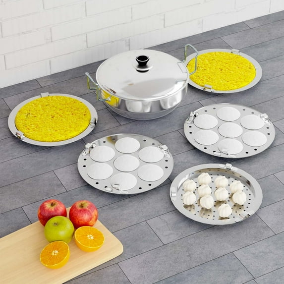 3-in-1 Stainless Steel idli maker Induction triply base Idly Cooker ...