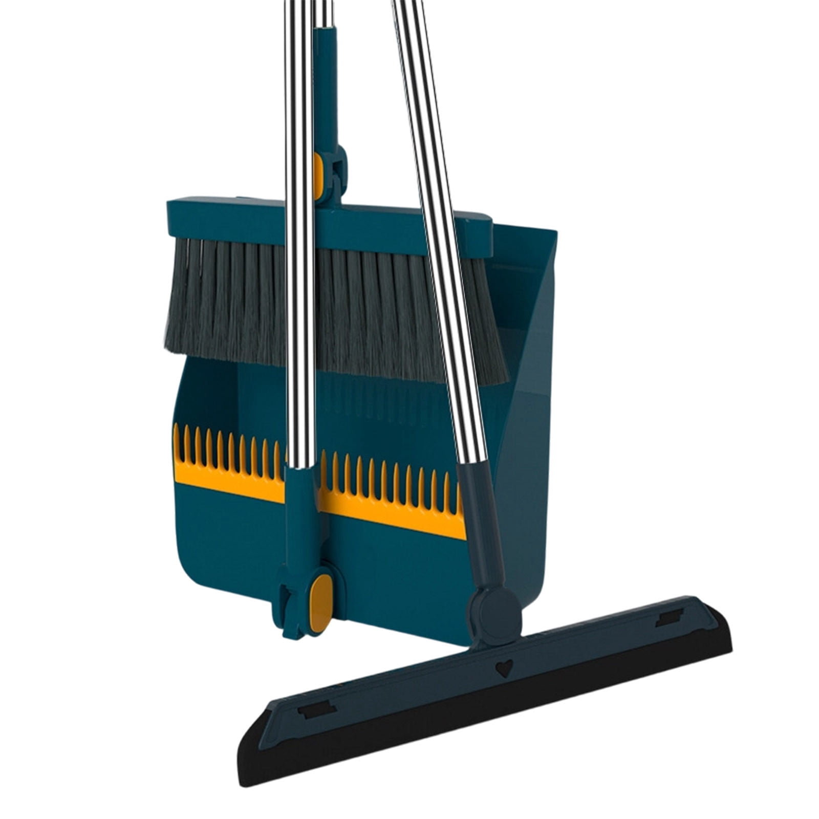 3-in-1 Stand Up Broom & Dustpan Set with Squeegee, 180° Rotating Self ...