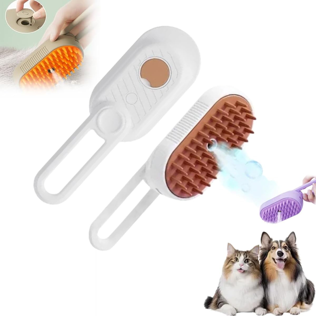 3-in-1 Steam Brush for Dogs and Cats,2025 New Pet Steam Groomer Comb ...