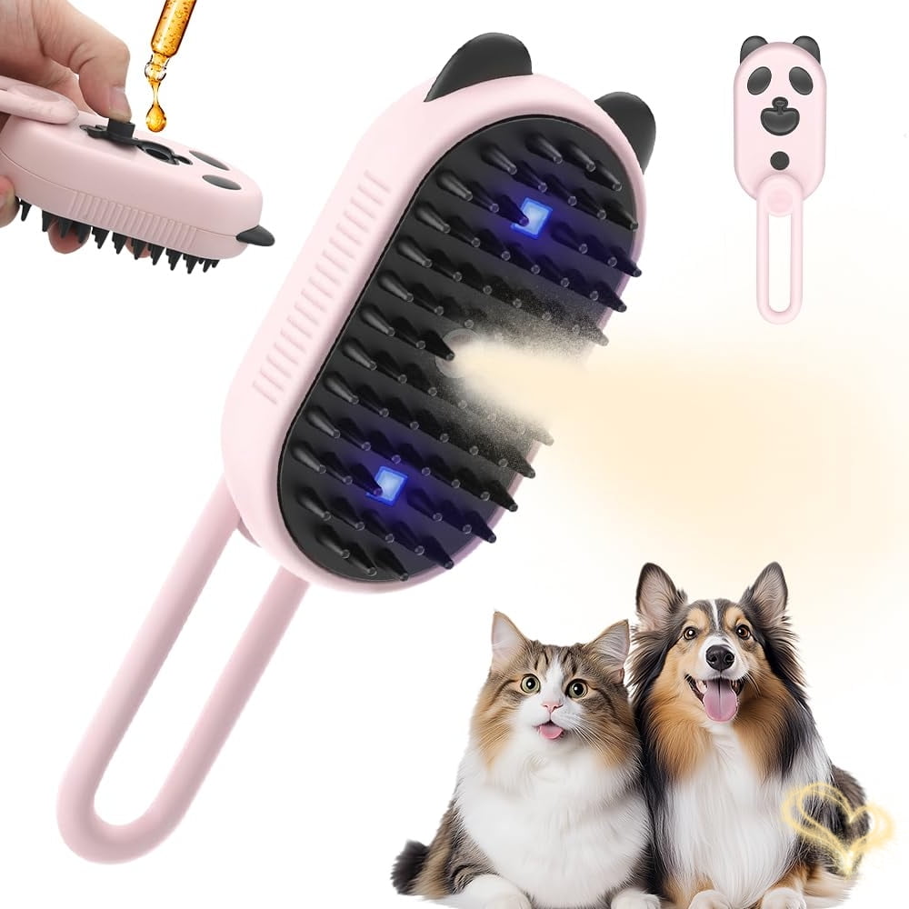 3-in-1 Steam Brush for Dogs and Cats,2025 New Pet Steam Groomer Comb ...
