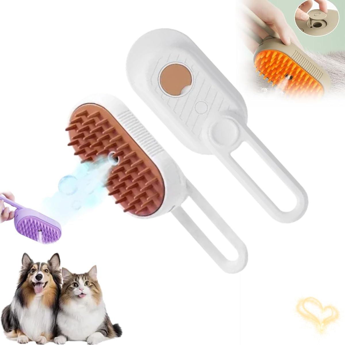 3-in-1 Steam Brush for Dogs and Cats,2025 New Pet Steam Groomer Comb ...