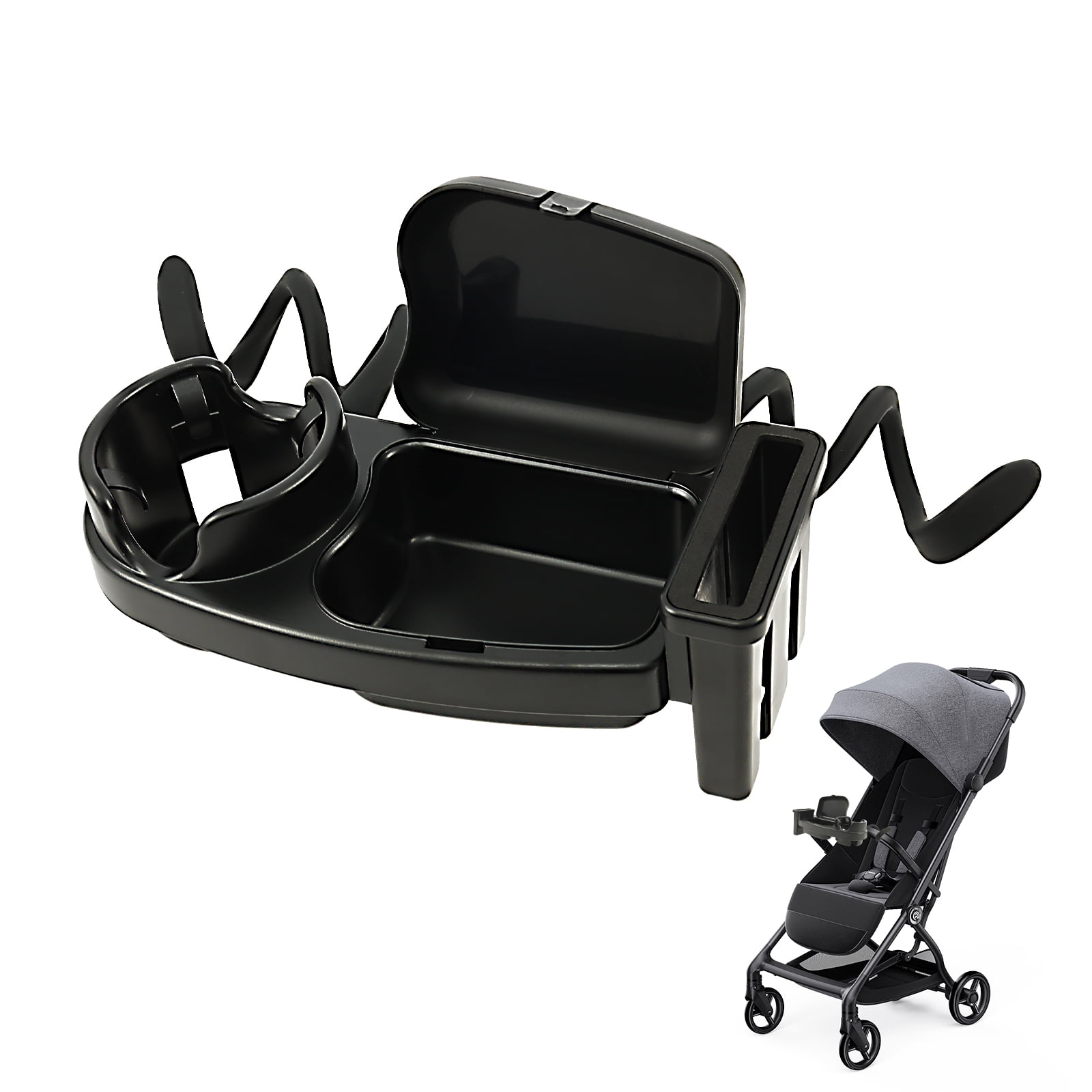 3 in 1 Stroller Snack Tray Wrap Around Stroller Cup Holder with Dust ...