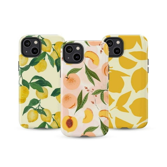 3 in 1 Summer Fruit Phone Case Combo, Fresh Lemon & Peach Design ...
