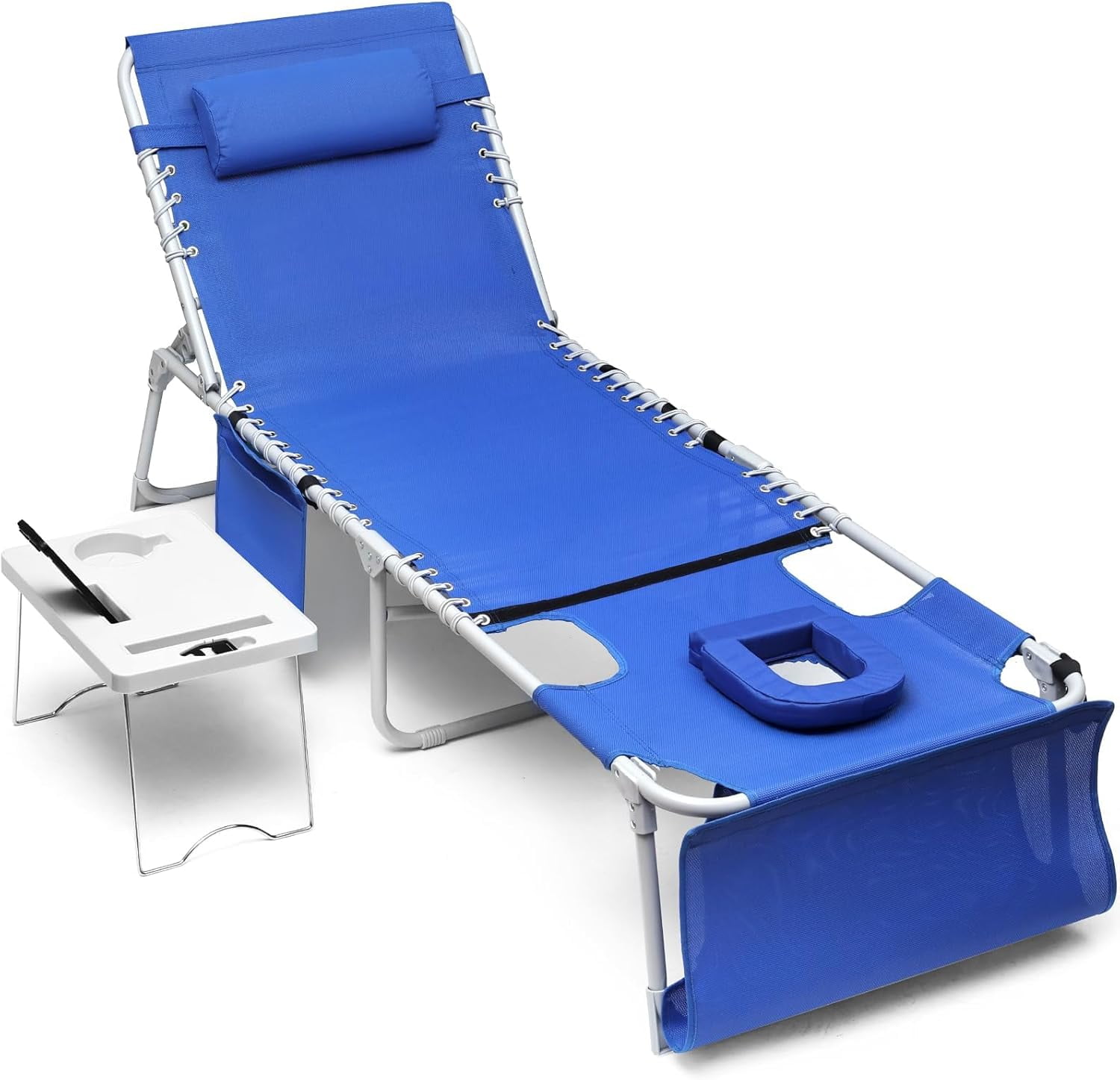 3-in-1 Sun Tanning Chair with Face Holes, Breathable Chaise Lounge ...