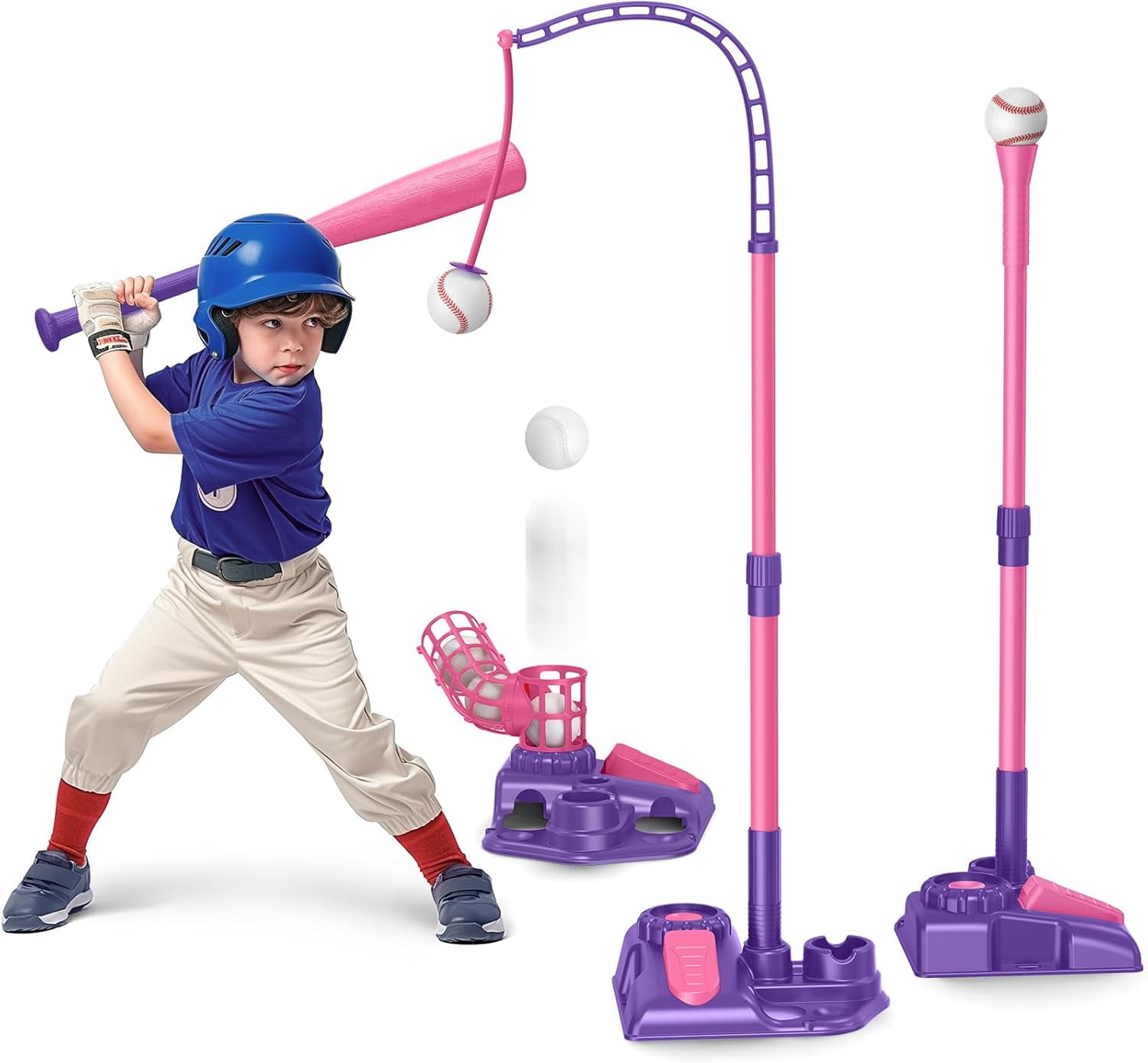 3-in-1 T Ball Set for Kids 3-5 5-8 , Baseball Tee Set with Adjustable ...