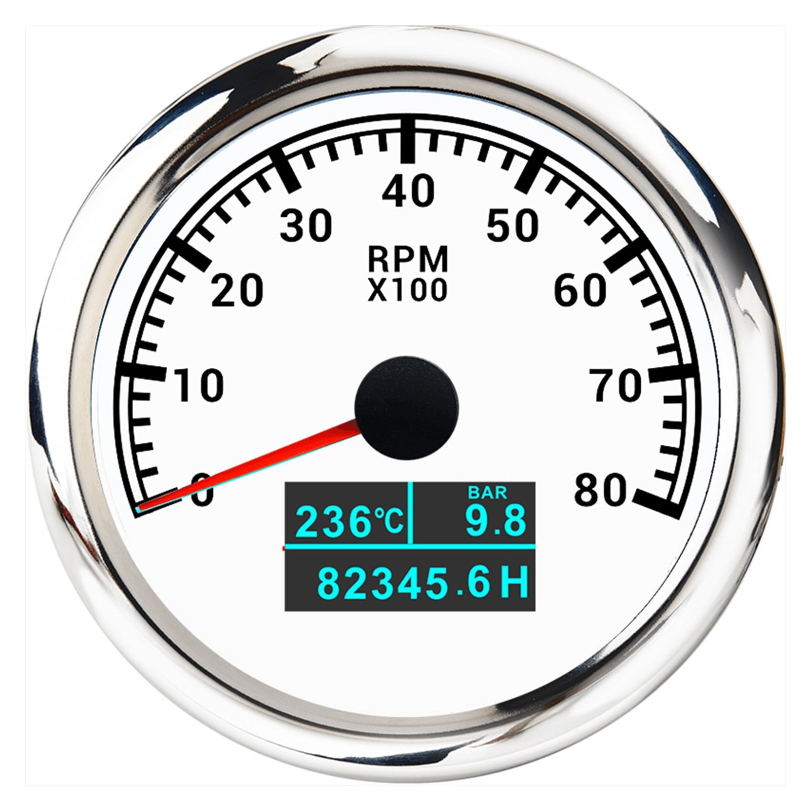 3 in 1 Tachometer Gauge 8000/ 6000/ 4000 RPM 85mm Waterproof Tacho ...