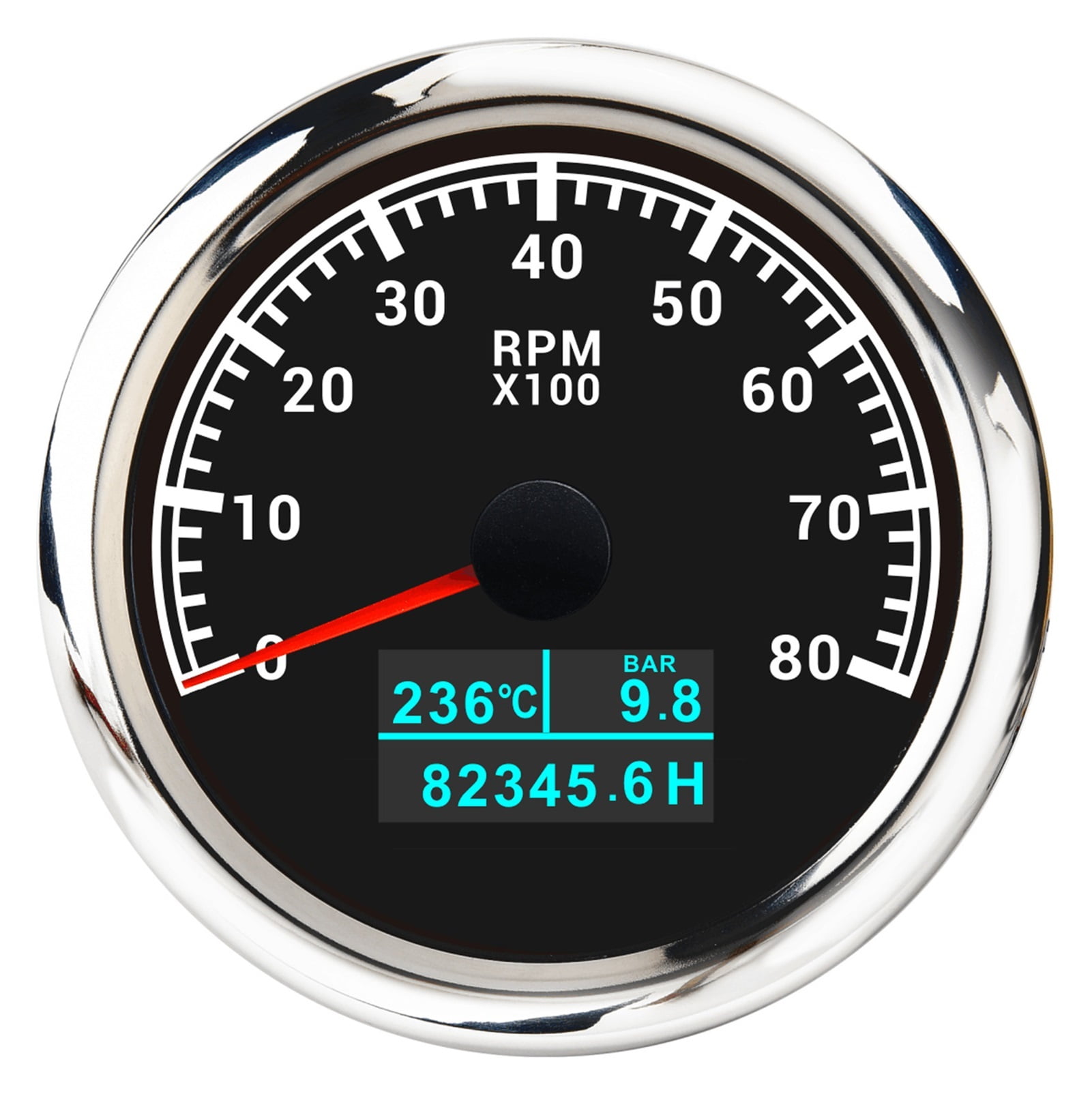 3 in 1 Tachometer Gauge 8000/ 6000/ 4000 RPM 85mm Waterproof Tacho ...