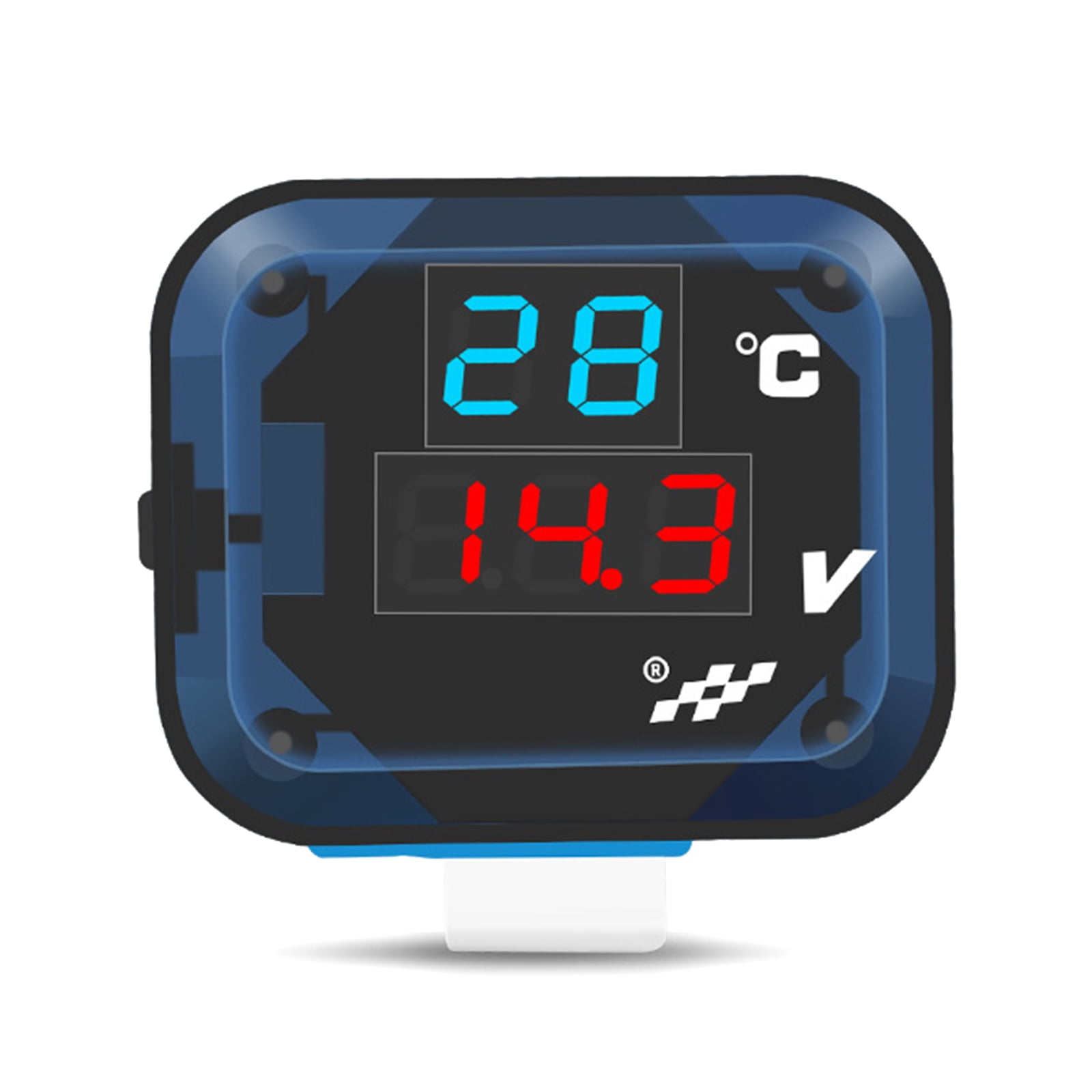 3 in 1 Temp Voltage Tester Motorcycle Handlebar Mount Voltmeter Gauge ...