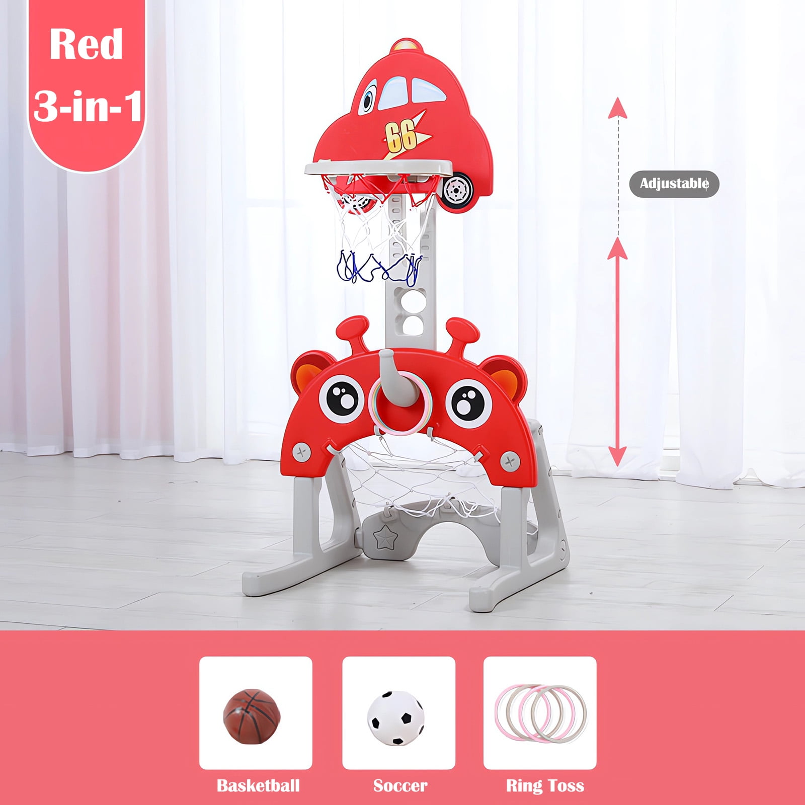 3-in-1 Toddler Sports Activity Center: Adjustable Basketball Hoop ...