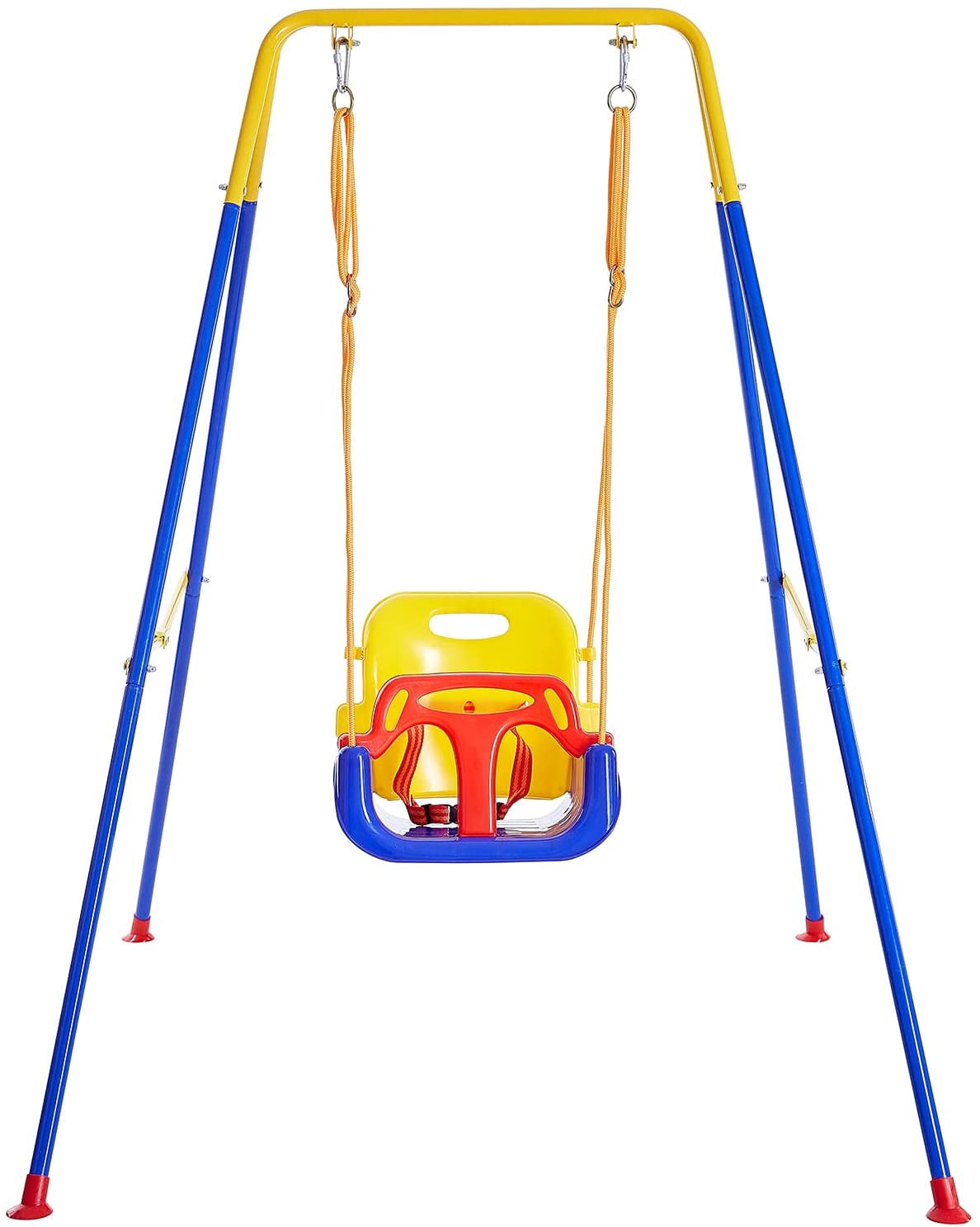 3-in-1 Toddler Swing Set with 4 Sandbags, Indoor/Outdoor Baby Swing ...
