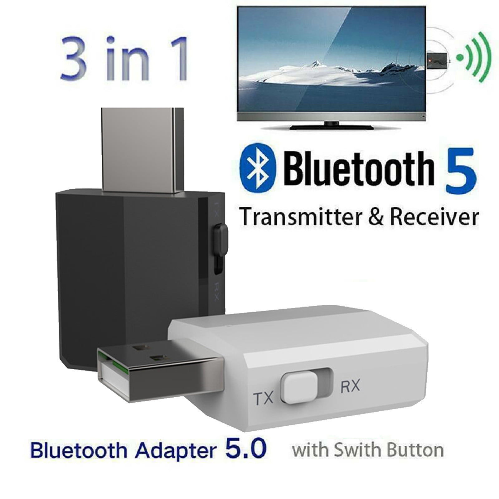3 in 1 USB Bluetooth 5.0 Audio Transmitter/Receiver Adapter For TV/PC ...