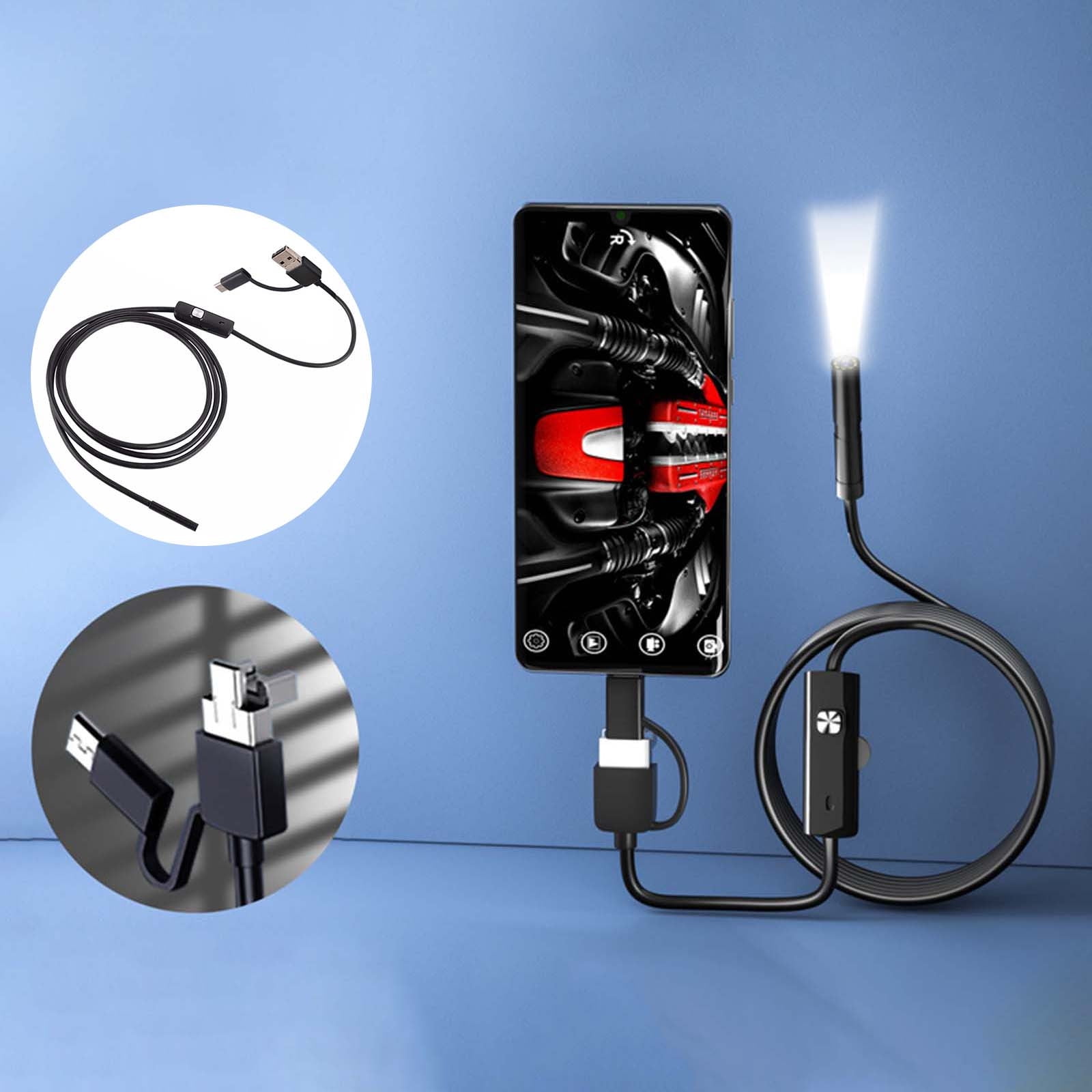 3-in-1 USB Borescope Camera, Type-C Interface, 7mm HD Sensor, IP67 ...