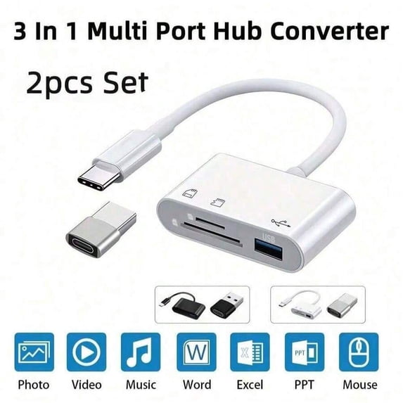 3-in-1 USB-C Micro SD Card Reader Adapter, Compatible with iPad Pro and ...