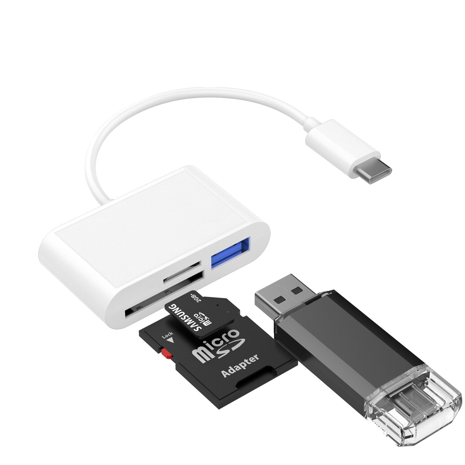 3 in 1 USB Type C Card Reader Micro SD TF Smart Memory Adapter Laptop ...