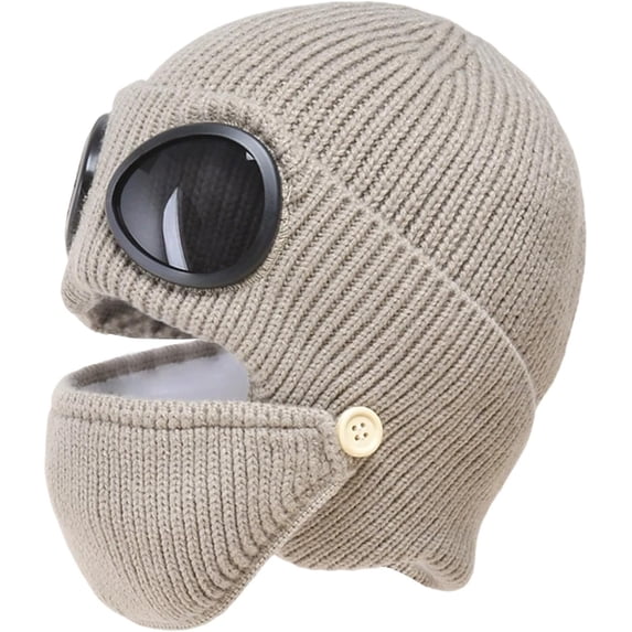 3-in-1 Unisex Knitted Goggles Beanie, Winter Warm Outdoor Sports ...
