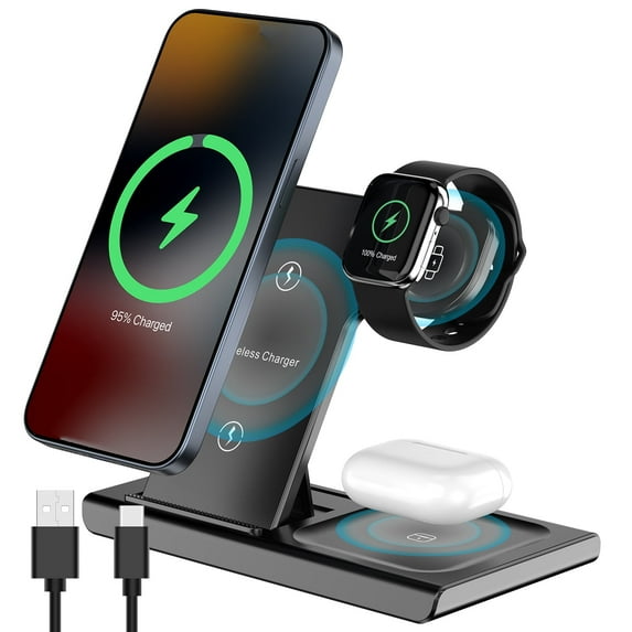 3-in-1 Universal Wireless Charger, 15W Fast Charging, Compatible with ...