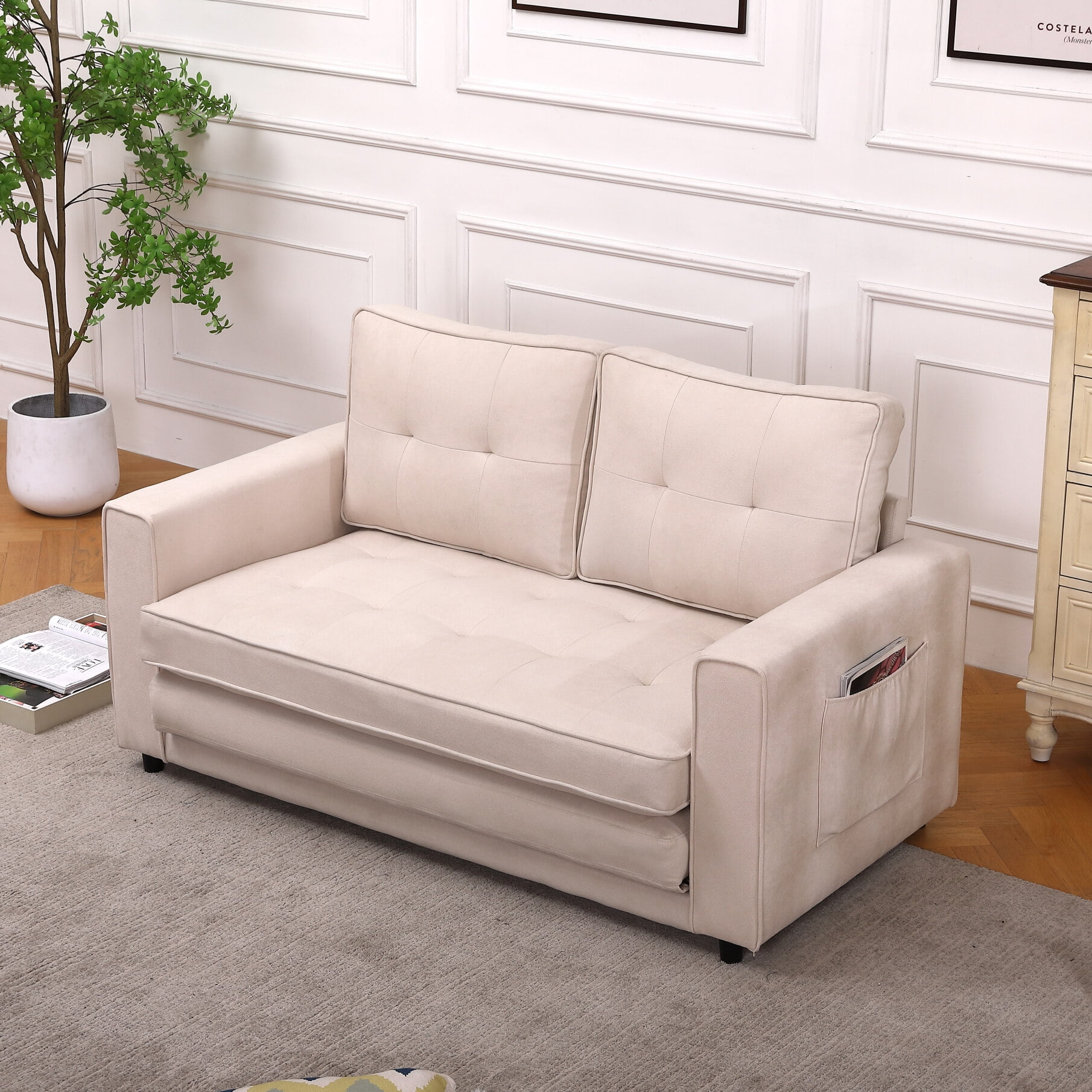 ARCTICSCORPION Fabric 55.00" x 31.50" x 31.00" Futon Foldable Couch Bed ...