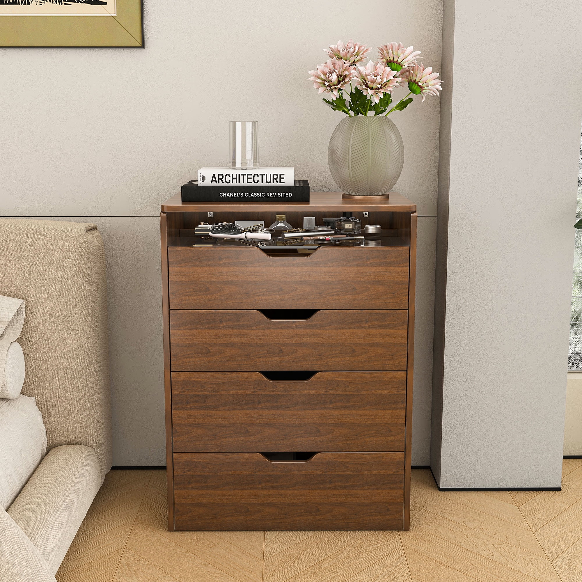 3-in-1 Vanity Desk with Lighted Mirror & Stool, Flip Top Makeup ...