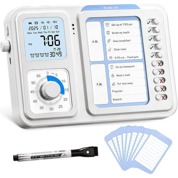 3-in-1 Visual Timer & ADHD Tool for Kids|Adults, Task Timer with Chore ...