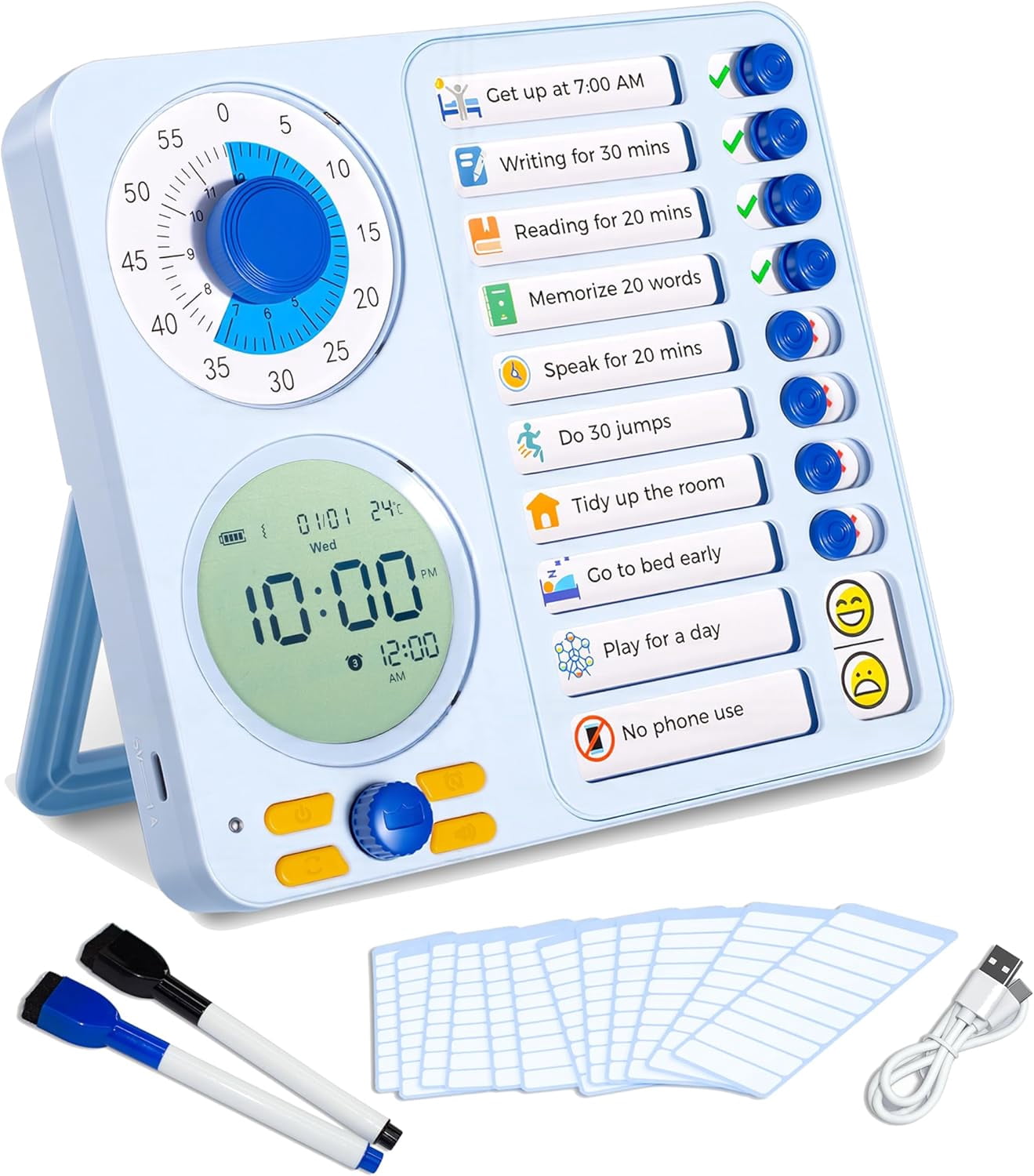 3-in-1 Visual Timer Task Timer with Chore Chart Board, ADHD Tool for ...