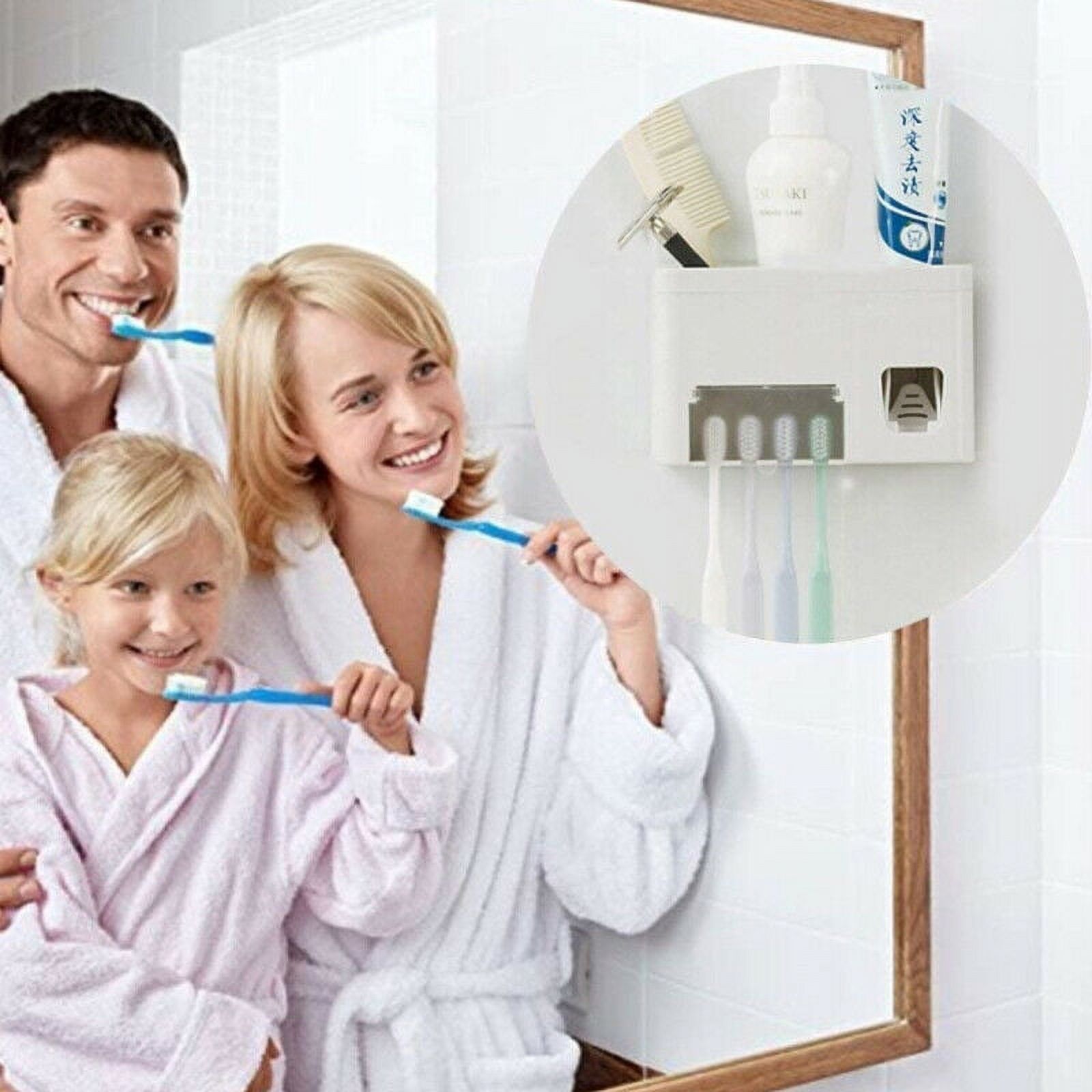3 in 1 Wall Toothpaste Dispenser Automatic Toothbrush Holder with ...