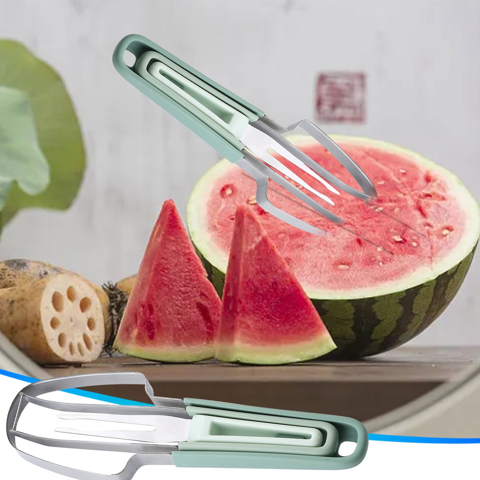 3-in-1 Watermelon Fork Slicer Cutter,2PCS Watermelon Cutter Slicer Tool ...