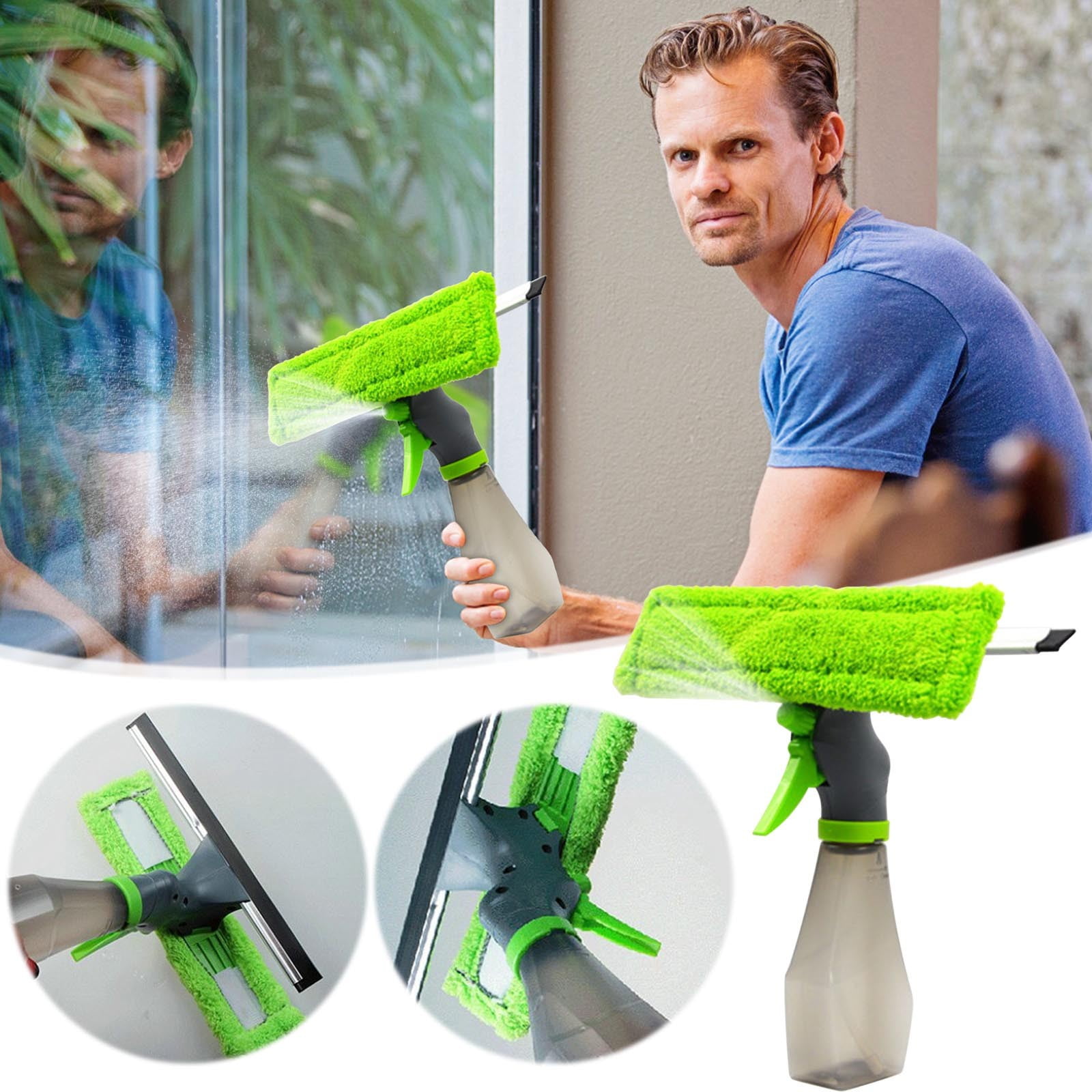 3-in-1 Window Cleaner Kit Spray Bottle,Squeegee & Microfiber Cloth 25cm ...