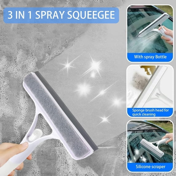 3-in-1 Window Cleaner Tool with Spray Bottle and Squeegee, Streak-Free ...