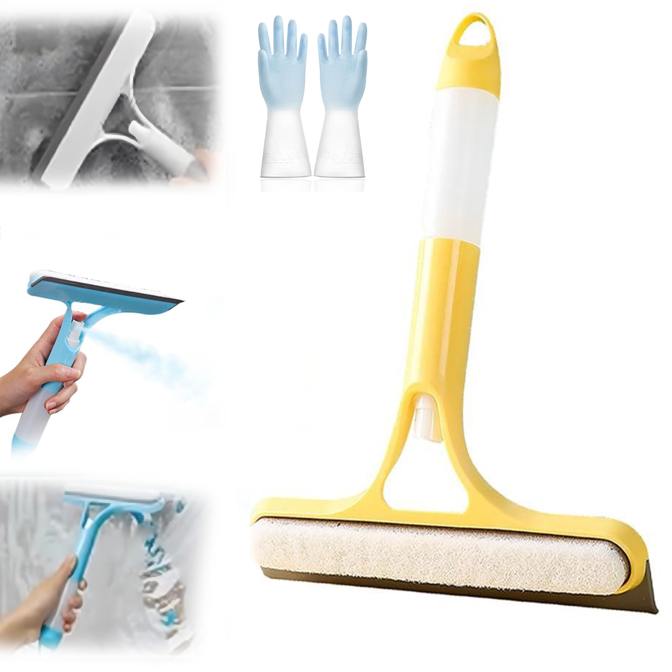 3 in 1 Window Cleaning Scraper with Built-in Spray Bottle - Streak-Free ...